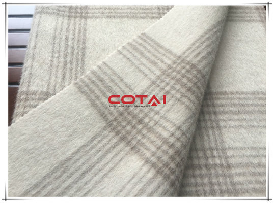 Lama Glama Big Plaid / Tartan Alpaca Wool Fabric Double Alpaca Wool Fabric Blue and White