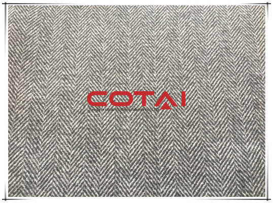 Brown Chocolate White 3cm Herringbone Wool Fabric For Business Winter Coat Fabric
