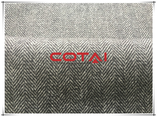 Brown Chocolate White 3cm Herringbone Wool Fabric For Business Winter Coat Fabric