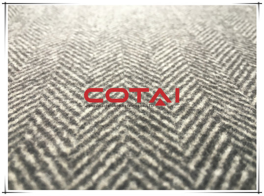 Brown Chocolate White 3cm Herringbone Wool Fabric For Business Winter Coat Fabric