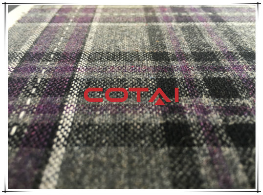 Flannel Thin Purple And Gray Big Tartan One Sided Wool Fabric 30w 57/58"