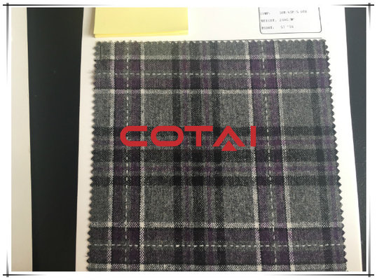 Flannel Thin Purple And Gray Big Tartan One Sided Wool Fabric 30w 57/58"