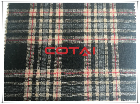 Vintage Flannel One Sided Medium - Large 8cm Plaid/Tartan Black Wool Fabric