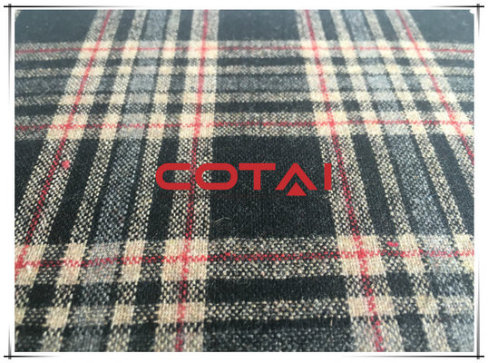 Vintage Flannel One Sided Medium - Large 8cm Plaid/Tartan Black Wool Fabric