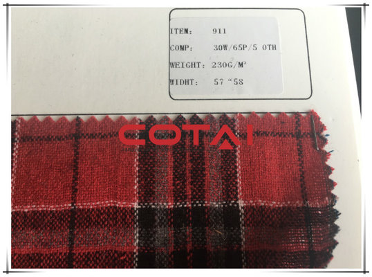 Red background Black Line Medium Tartan Wool Fabric Single Sided Wool Fabric Flannel Thin