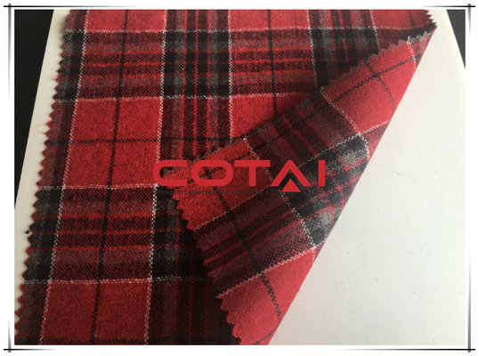 Red background Black Line Medium Tartan Wool Fabric Single Sided Wool Fabric Flannel Thin