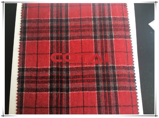 Red background Black Line Medium Tartan Wool Fabric Single Sided Wool Fabric Flannel Thin