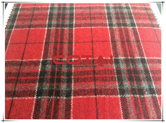 Red background Black Line Medium Tartan Wool Fabric Single Sided Wool Fabric Flannel Thin