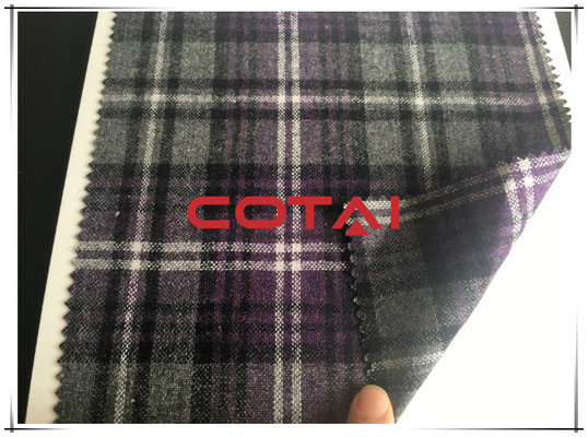 Light Weight Thin Durable Flannel  Tartan Wool Fabric Anti Pilling
