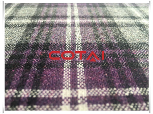 Light Weight Thin Durable Flannel  Tartan Wool Fabric Anti Pilling