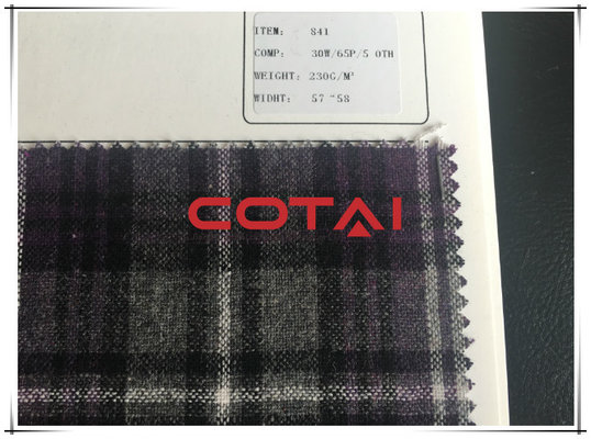 Light Weight Thin Durable Flannel  Tartan Wool Fabric Anti Pilling
