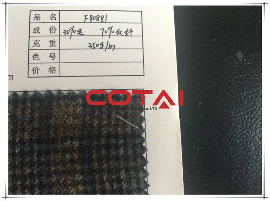 Light Weight Dark Vintage Plaid Wool Fabric In Stock , Autumn Jackets Wool Blend Fabric 350g/m