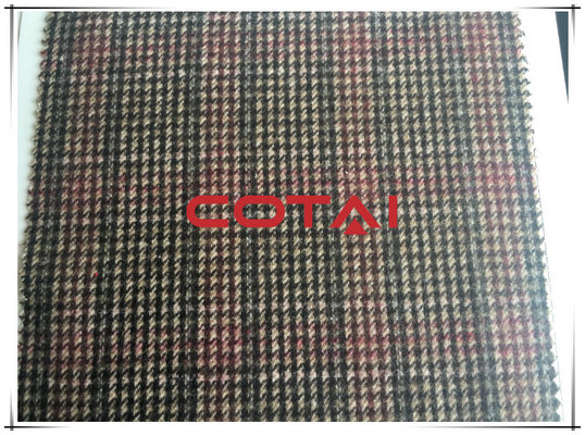 Lightweight Flannel Plaid Fabric 30% Wool With Houndstooth Small Tartan