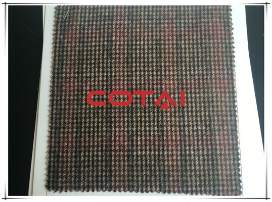 Lightweight Flannel Plaid Fabric 30% Wool With Houndstooth Small Tartan