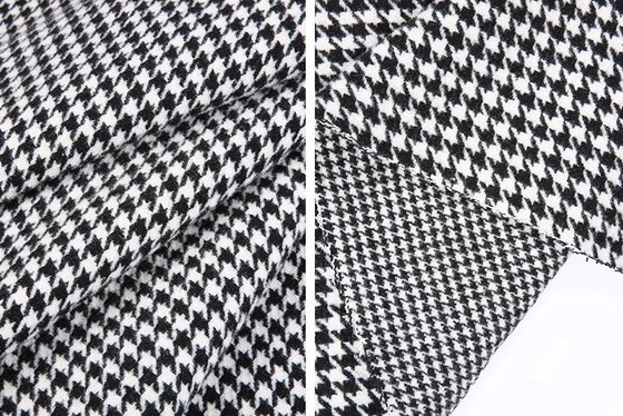 Thick Heavy Houndstooth Merino 80% Wool Velvet Fabric For Overcoat