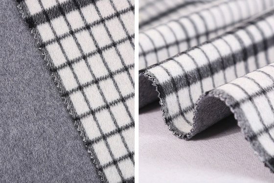 Plaid Checked Double Faced 80% 20% Nylon Tartan Wool Fabric For Winter Overcoats 820g/M