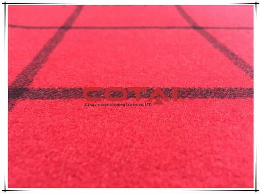 Pure Red Checker / Plaid / Tartan Double Faced Wool Coating Fabric