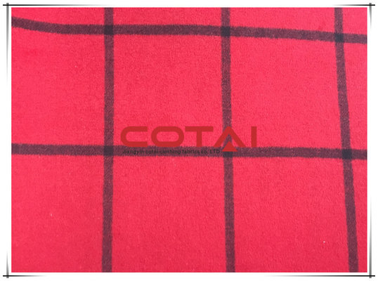 Pure Red Checker / Plaid / Tartan Double Faced Wool Coating Fabric