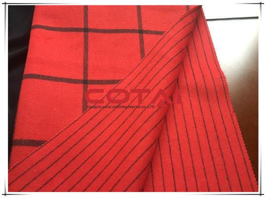 Pure Red Checker / Plaid / Tartan Double Faced Wool Coating Fabric