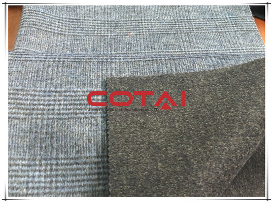 Men'S Overcoat Heavy Weight Haze Blue Checker With Dark Gray Twill Inside Double Faced