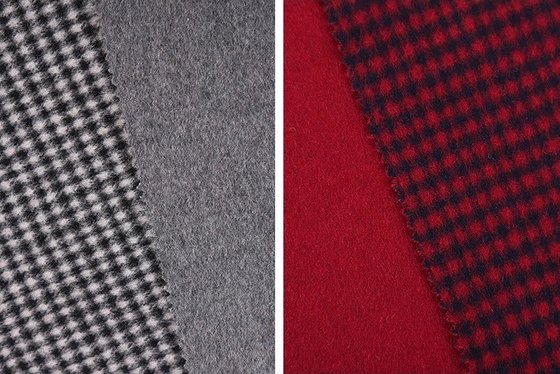 STOCK Houndstooth 70% Wool 30% Polyester Double Faced Fleece Fabric For Coats