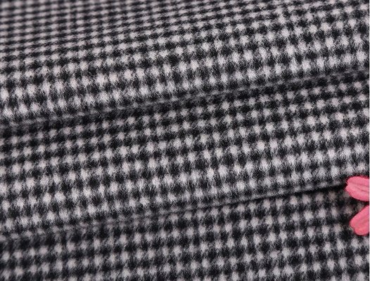 STOCK Houndstooth 70% Wool 30% Polyester Double Faced Fleece Fabric For Coats