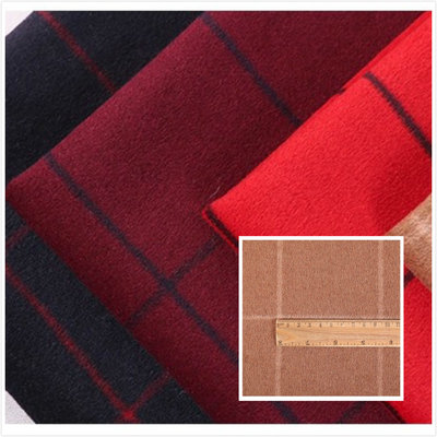 Classical 50% Plaid Checks Double Faced Wool Coating Fabric Tartan + Plain