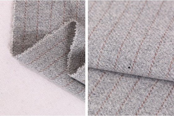 50% Wool 40% Polyester One Sided 1.2cm Stripe Melton Fabric For Women'S Jacket
