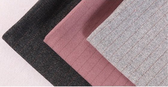 50% Wool 40% Polyester One Sided 1.2cm Stripe Melton Fabric For Women'S Jacket