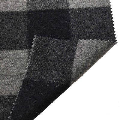 5.5cm Checked Fake Tartan Wool Fabric / Melton Wool Fabric For Fashion Coat
