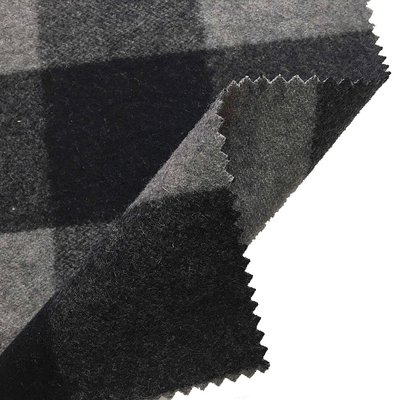 5.5cm Checked Fake Tartan Wool Fabric / Melton Wool Fabric For Fashion Coat