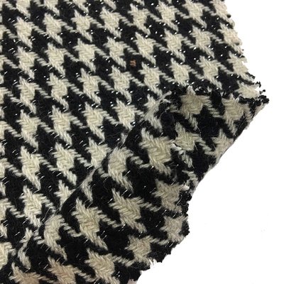 Soft Hand Feeling Heavy Wool Fabric / Tweed Houndstooth Fabric For Fashion Coat