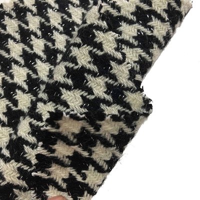 Soft Hand Feeling Heavy Wool Fabric / Tweed Houndstooth Fabric For Fashion Coat