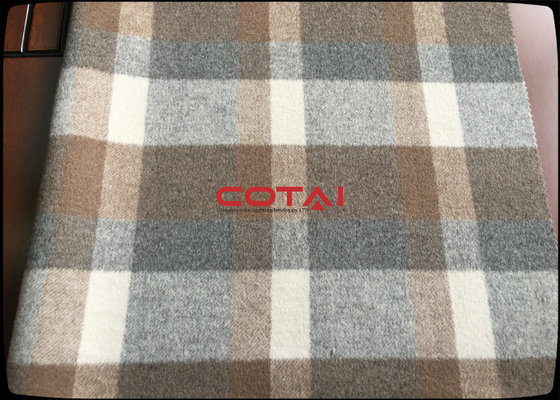 Hot sale 70% wool 920g/m 610GSM Eco - Friendly Wool 8-11cm Big Plaid Fabric / Tartan caramel