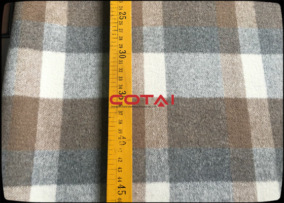 Hot sale 70% wool 920g/m 610GSM Eco - Friendly Wool 8-11cm Big Plaid Fabric / Tartan caramel