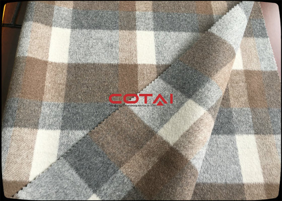 Hot sale 70% wool 920g/m 610GSM Eco - Friendly Wool 8-11cm Big Plaid Fabric / Tartan caramel