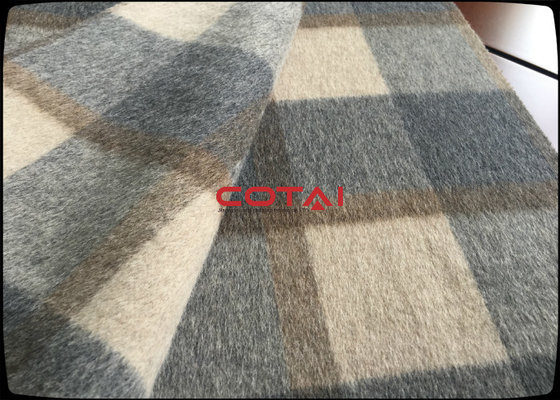 Wholesale 60 Wool 900G/M Double Sided 8CM Tartan / Plaid Fabric With Gray Twill Inside Coating Wool Fabric