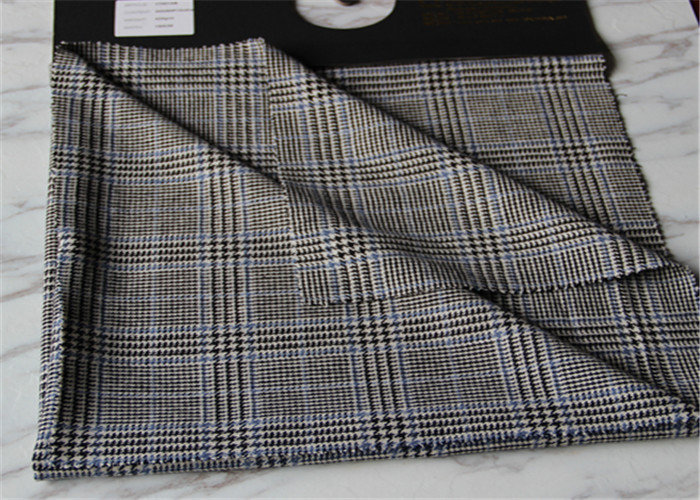 Criss Cross Strip Tartan Wool Fabric Houndstooth Causal Suit / Pants With Vertical Line