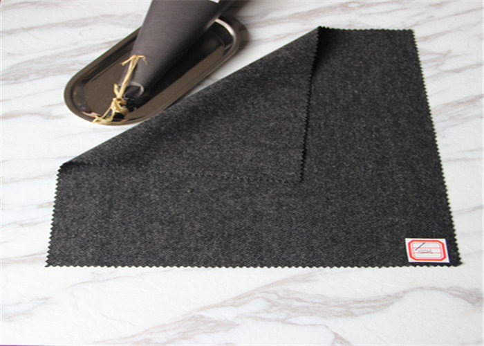 Medium 1.8cm Grey Herringbone Wool Fabric 550 Gram Per Meter In Stock