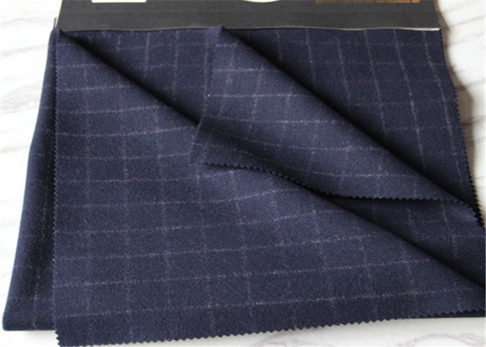 Window Pane Suit Medium Tartan Wool Fabric British Style Navy With White Line