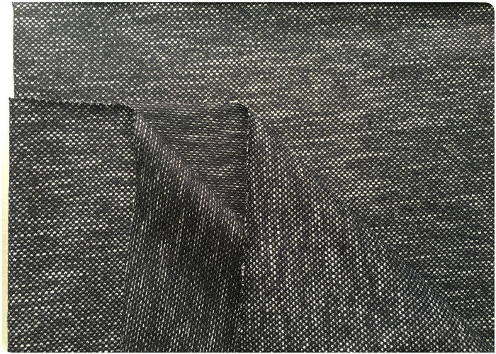 Black White Knit Stretch Wool Fabric With Hong-Kong Style 73% Wool18 Polyester 400 Gram