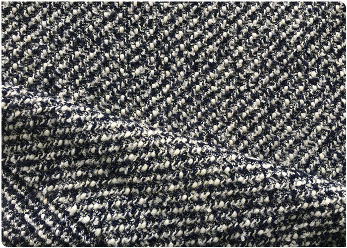 Black And White Twill Fabric 30% Wool 70% Synthetic 63 Gram Per Meter