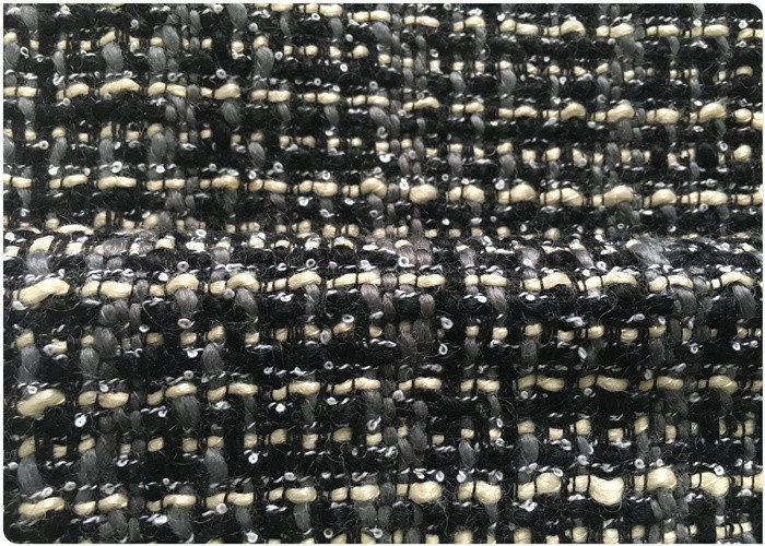 Channel Style Woven Lightweight Wool Fabric Black And White 150 CM Width OEM 500 G