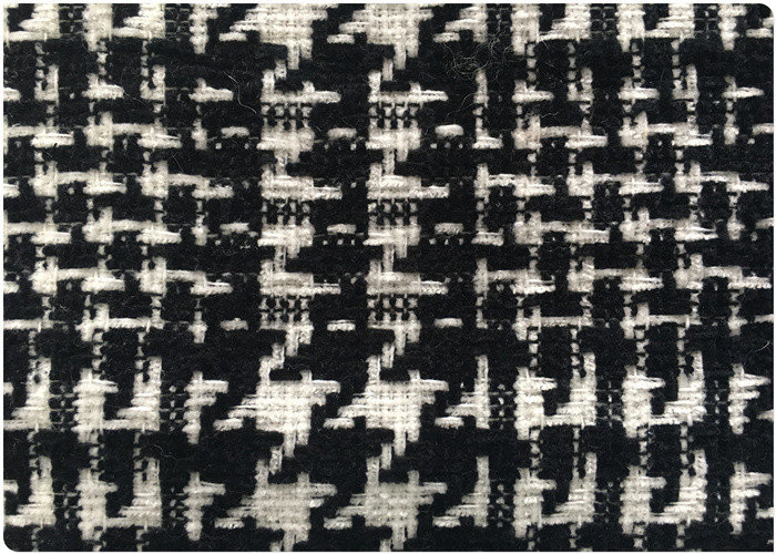 Black And White Houndstooth Tweed Fabric , 59" 70 Acrylic 20 Polyester
