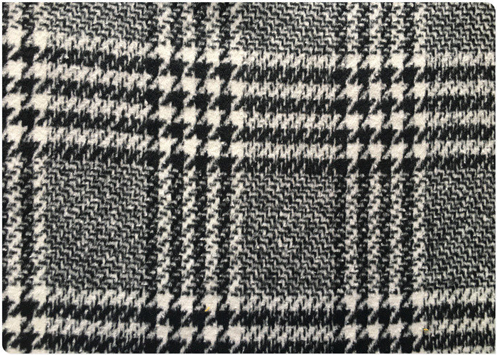 Winter Warmth Herringbone Tartan Wool Fabric White And Black 550 Gram Per Meter 90 S / N