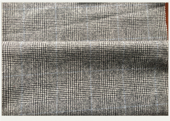 Windproof Warm Tartan Wool Fabric For Black And White Houndstooth Overcoat
