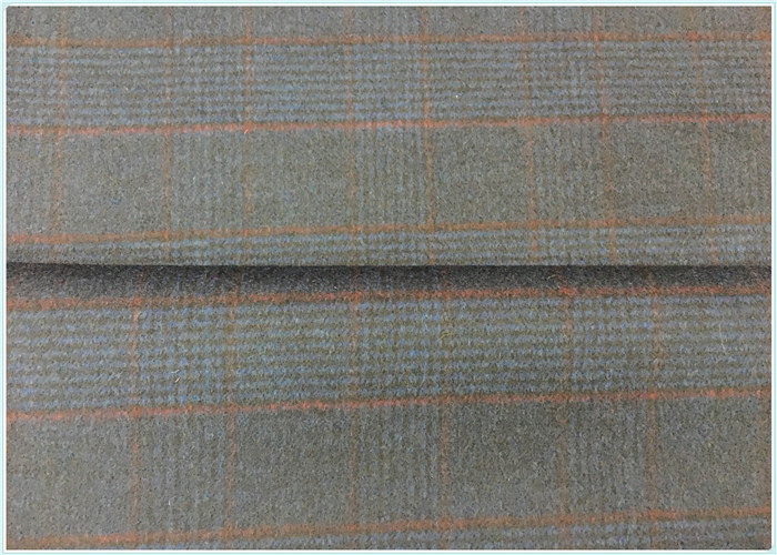 Gray Houndstooth Double Faced Wool Coating Fabric Navy 150CM Width Tartan+Black