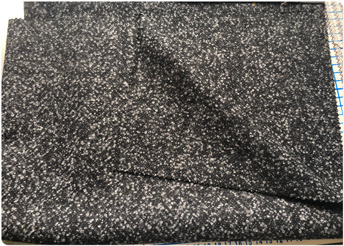 Herringbone Heavy Wool Fabric Terry Cloth Dry Cleaning Black And White