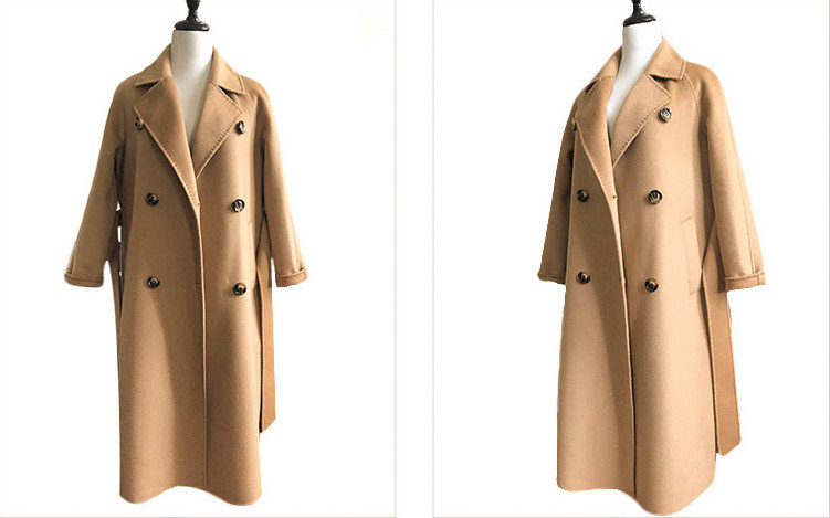 Ladies Wool Blend Winter Coat With Tailored Collar / Long Sleeve / 2 Pockets