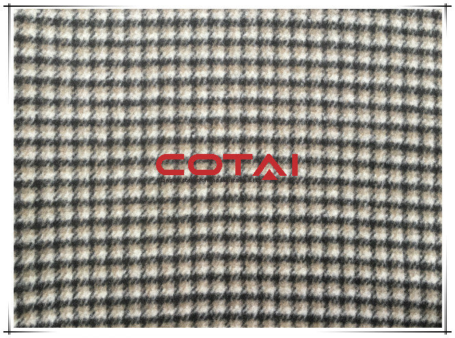 Little Tartan Houndstooth Swallow 59" Vintage Double Faced Wool Coating Fabric